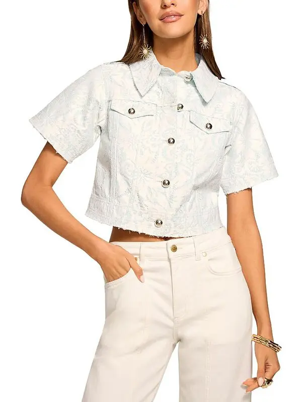 Ramy Brook Winnie Cropped Lace Jacket - Blue Breeze Lace