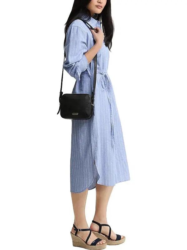 Barbour Avon Midi Shirt Dress With Belted Waist - Chambray/white Stripe