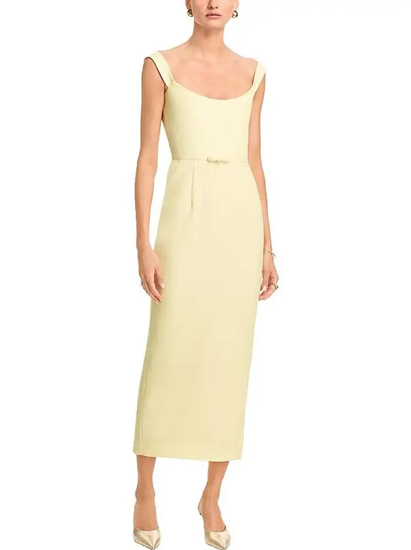 SAU LEE Robyn Midi Dress - Pale Yellow
