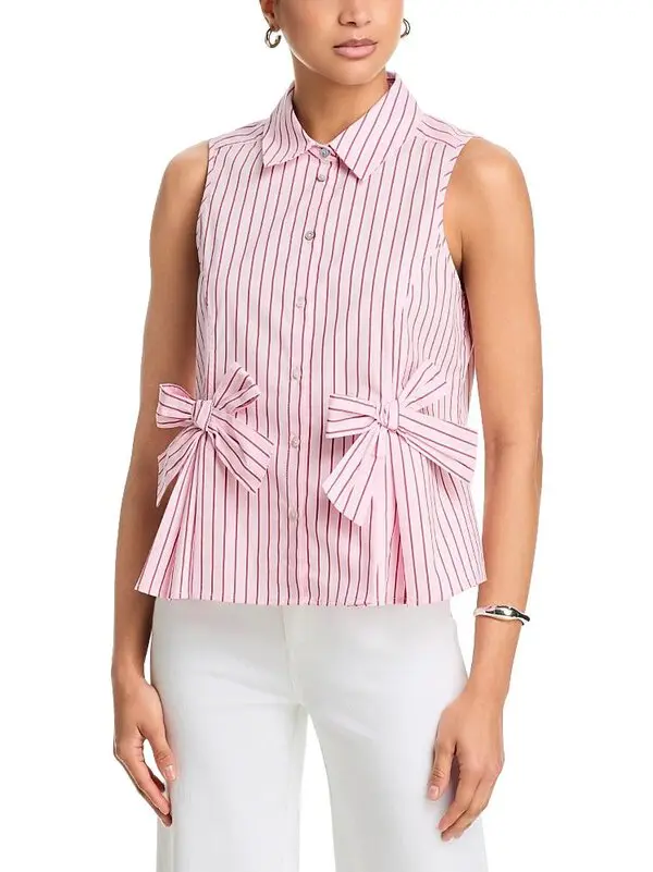 Cinq À Sept Rose Stripe Jillian Top - Cotton Candy/crimson Plum