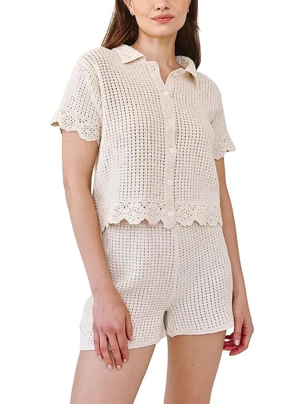 Bella Dahl Short Sleeve Crochet Shirt - Flower Bloom
