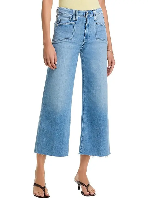 Paige Anessa High Rise Raw Hem Wide Leg Jeans - Vail