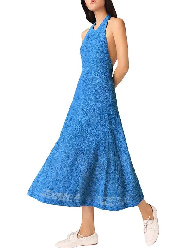 Maje Raros Guipure Lace Halterneck Dress - Blue