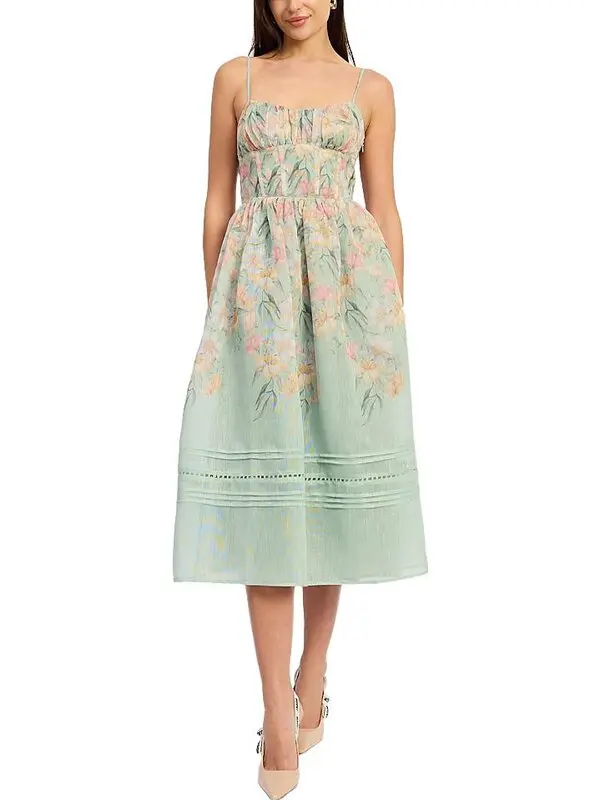 EN SAISON Kacey Floral Midi Dress - Ivory Floral Multi