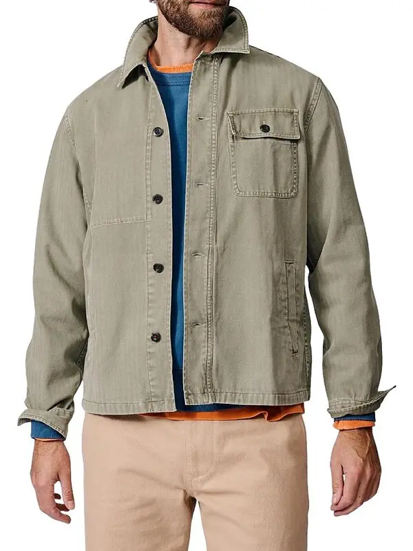 Aubin Dowse Long Sleeve Relaxed Worker Jacket - Khaki