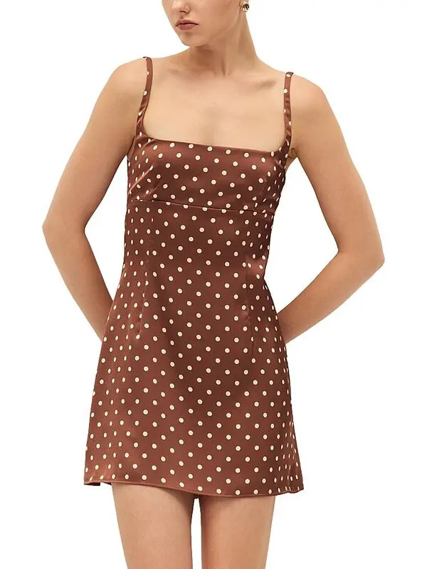 ELODIE THE LABEL Zia Mini Dress - Brown Dot