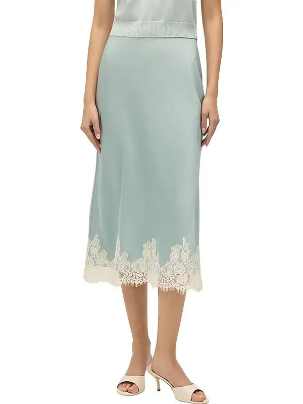 ELODIE THE LABEL Enid Lace Trim Skirt - Blue Haze