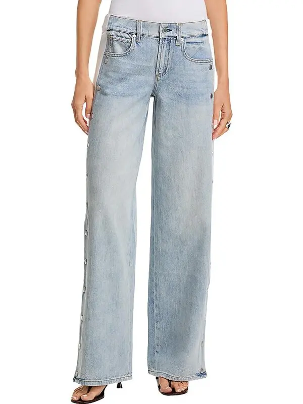 Alice + Olivia Low Rise Wide Leg Jeans - Rockstarblue