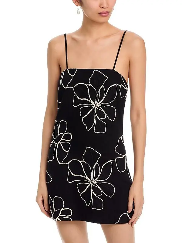 Moon River Spaghetti Strap Floral Mini Dress - Black Multi