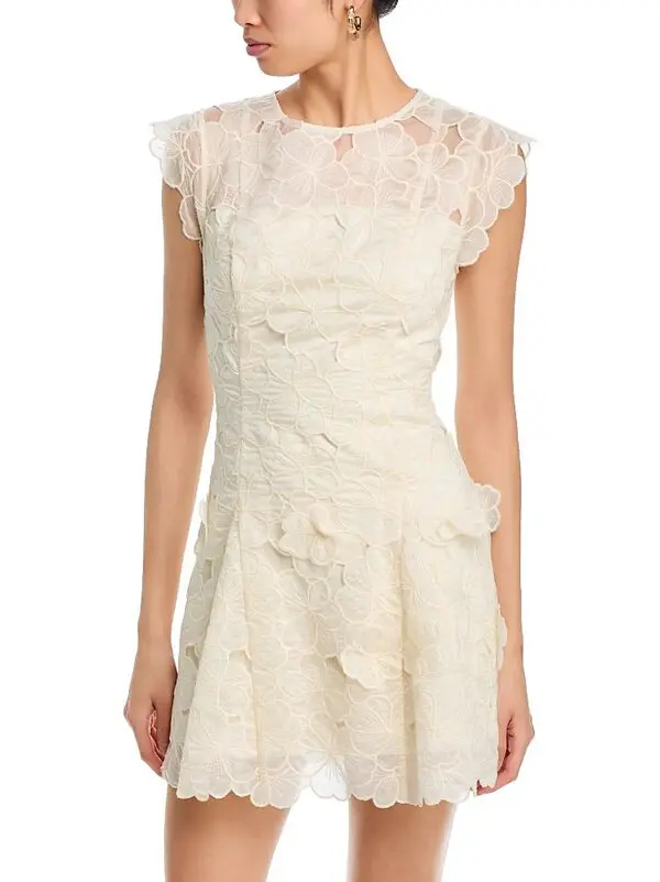 MILLY Myla Embroidered Mini Dress - Ecru
