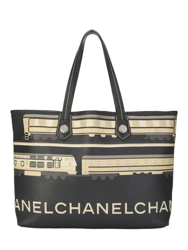 Chanel Coated Canvas Le Train Tote Bag - Black