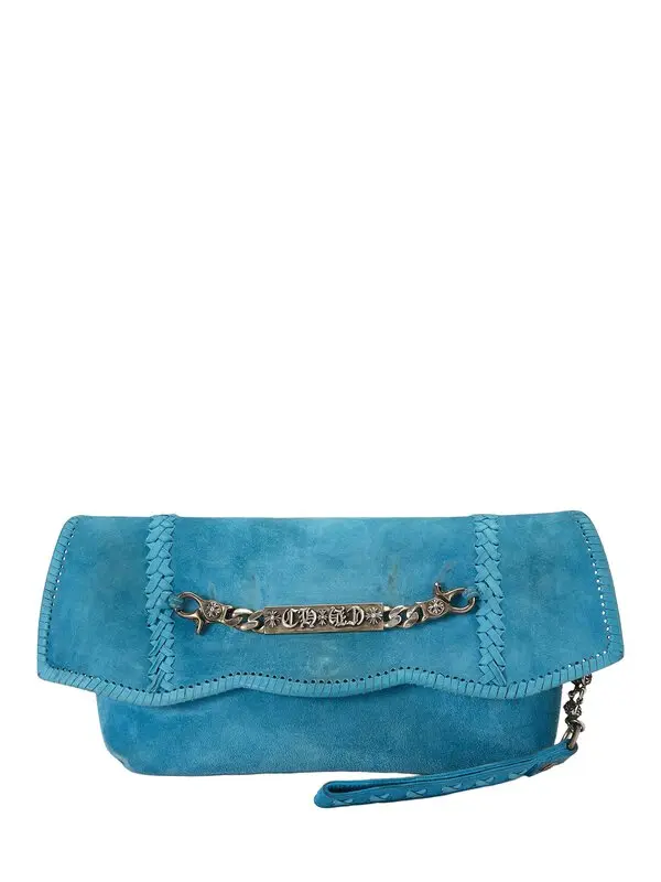 Chrome Hearts Suede Wristlet With Sterling Silver Hardware - Blue