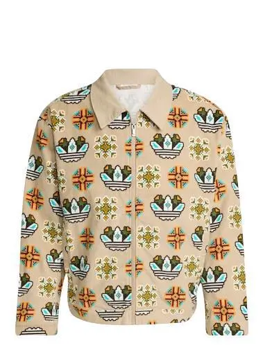 Adidas Allover Print Logo Zip-up Jacket - Trace Khaki