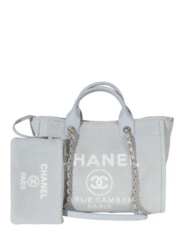 Chanel Light Mixed Fibers Canvas Deauville Tote - Blue