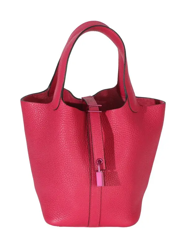 Hermès Rose Mexico Clemence Monochrome Picotin Lock 18 - Pink