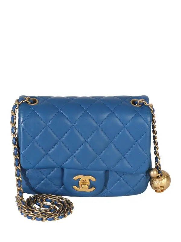 Chanel Quilted Lambskin Pearl Crush Flap Bag - Blue