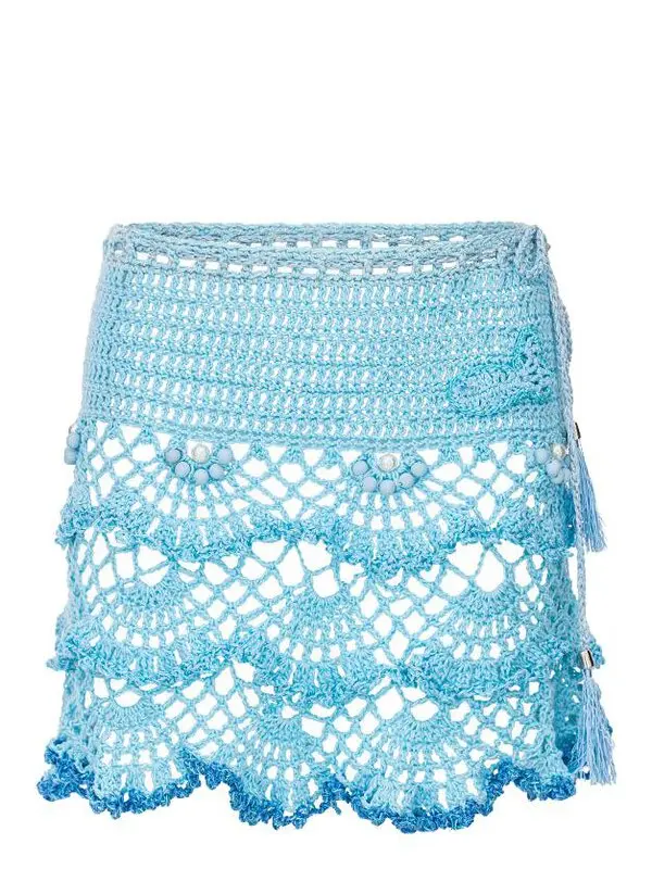 ANDREEVA Handmade Crochet Mini Skirt - Blue