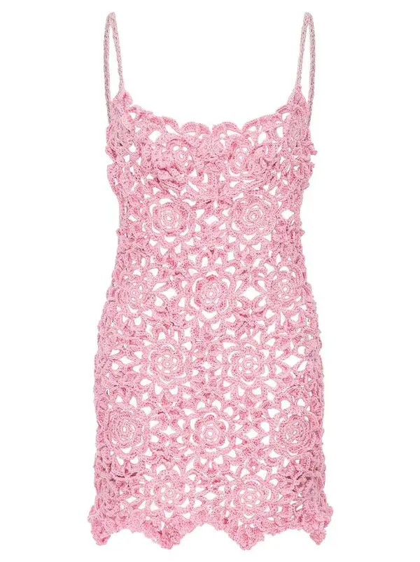 ANDREEVA Handmade Crochet Mini Dress - Pink