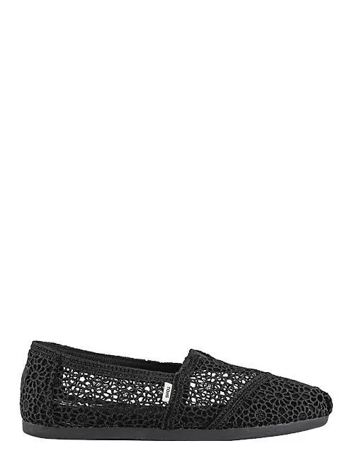 Toms Embroidered Woven Square Toe Espadrilles - Black Moroccan Crochet