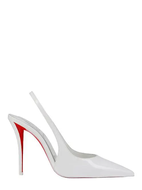 CHRISTIAN LOUBOUTIN Miss Z Sling Back 100 Patent Leather Heeled Courts - Bianco/lin Bianco