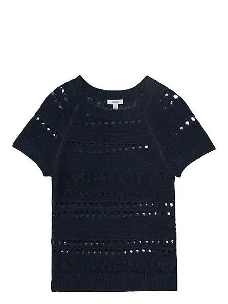 REISS Textured Short-sleeve Top - Navy