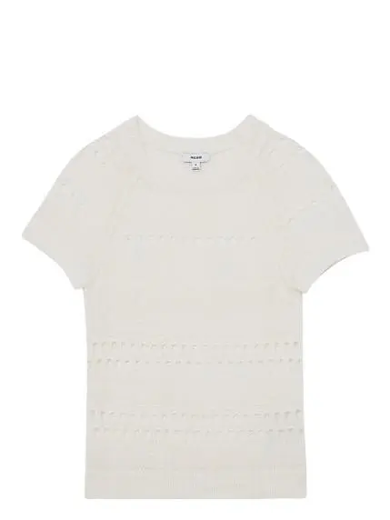 REISS Textured Short-sleeve Top - White