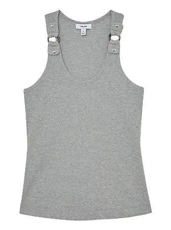 REISS Vinnie Hardware-embellished Stretch-cotton Vest - Grey Marl