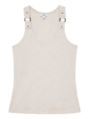 REISS Vinnie Hardware-embellished Stretch-cotton Vest - Neutral Marl