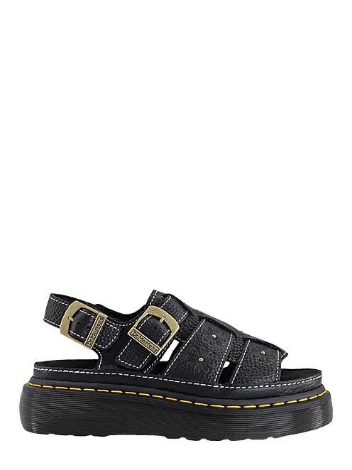 Dr. Martens Wrenlie Flower Leather Fisherman Sandals - Black Milled Nappa