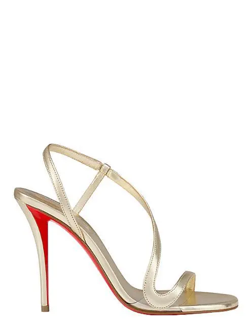 CHRISTIAN LOUBOUTIN Rosa Z 100 Leather Heeled Sandals - Platine/lin Platine