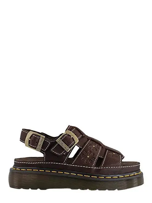 Dr. Martens Wrenlie Flower Leather Fisherman Sandals - Dark Brown Grizzly