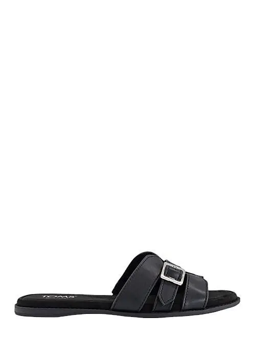 Toms Sol Leather Sandals With Buckle Embellishment - Black Leather
