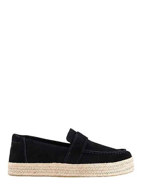 Toms Blakely Suede Loafers With Espadrille Sole - Black Suede