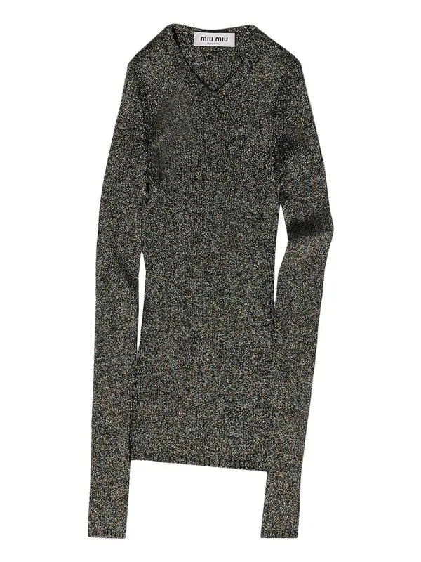 Miu Miu Lurex V-neck Sweater - Purple