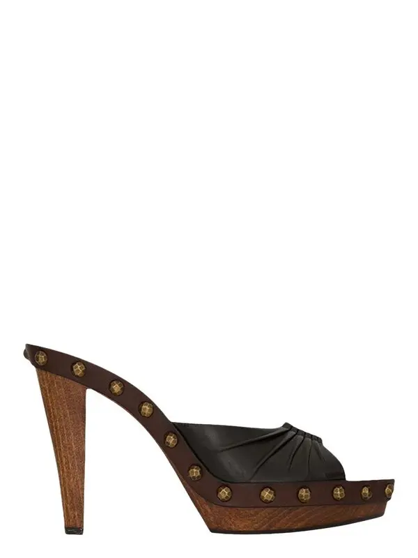 Saint Laurent Clog With Studded Detail - Black
