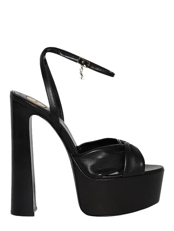 Saint Laurent Platform Sandals With Ankle Strap - Black