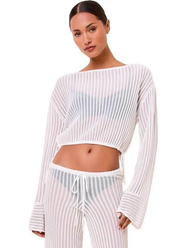 Solid & Striped Athena Top Ottoman Stripe Optic - White