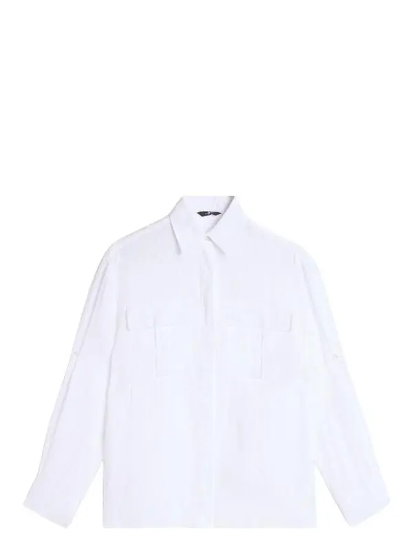 7 For All Mankind Utility Long Sleeve Linen Shirt - White