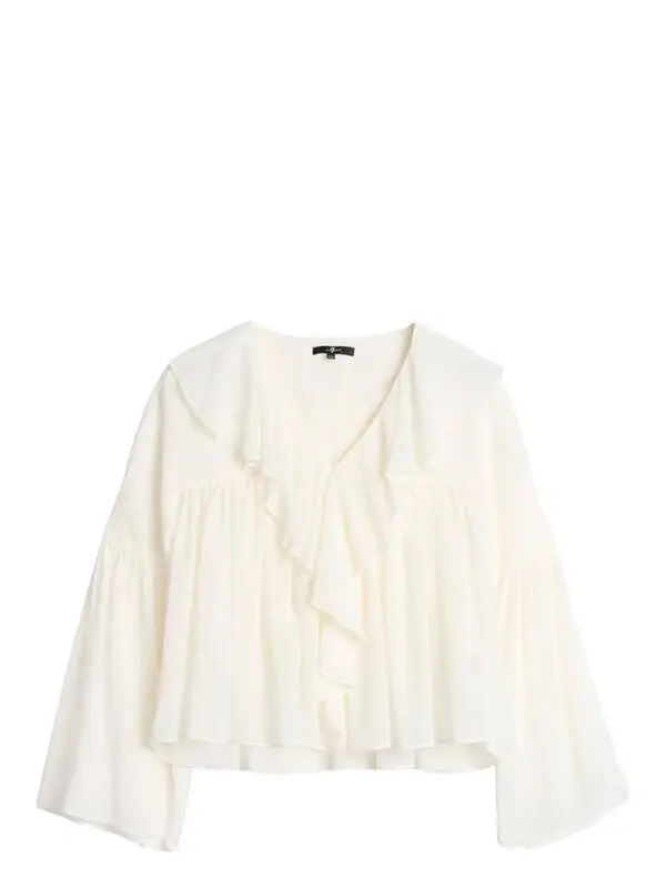7 For All Mankind Silk Blend Cotton Blouse - Neutral