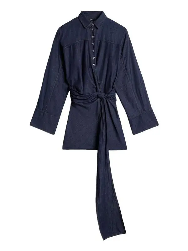 7 For All Mankind Waist Tie Dress - Blue
