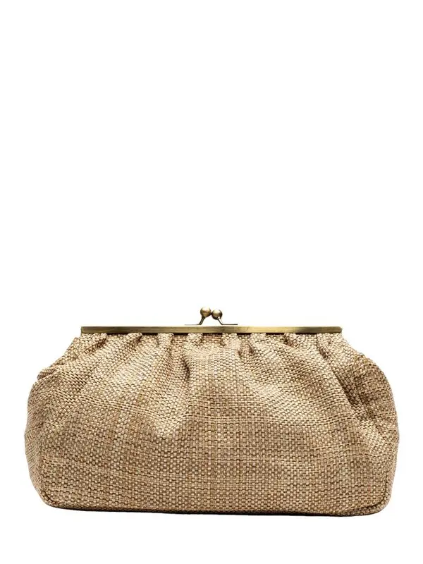 DANNI RO Raffia Clutch With Chain Strap - Gold