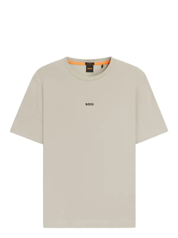 BOSS Stretch-cotton T-shirt With Contrast Logo - Light Beige