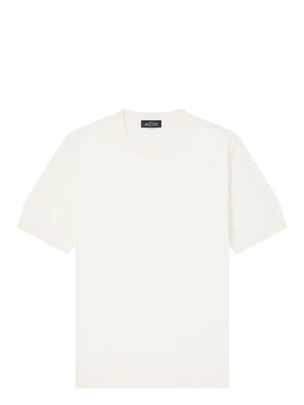 J. MUESER Knitted Cotton T-shirt - Neutrals