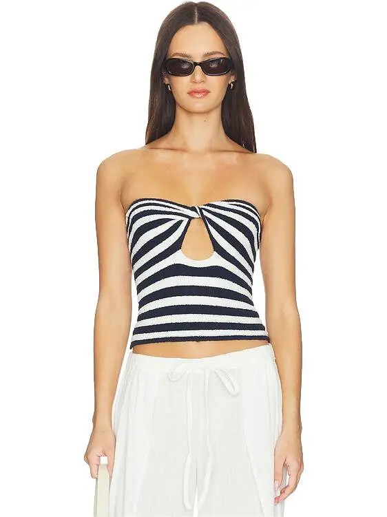 LOVERS AND FRIENDS Ebony Stripe Knit Tube Top - Navy Multi