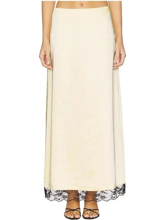 4TH & RECKLESS Satin And Lace Maxi Skirt - Yellow