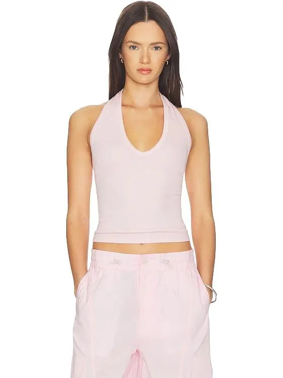 Enza Costa Cotton Rib U Halter Top - Cherry Blossom