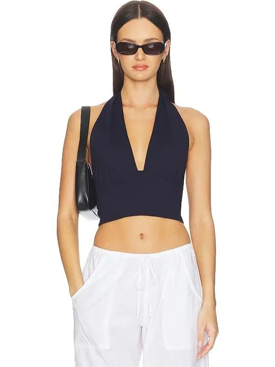 Susana Monaco Halter Neck Tie Top - Midnight