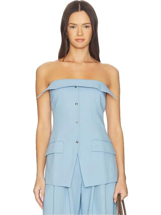 Nanushka Off-the-shoulder Button-down Top - Light Blue