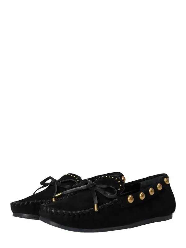 Vince Camuto Sennett Studded Mocassin Flat Shoes - Black