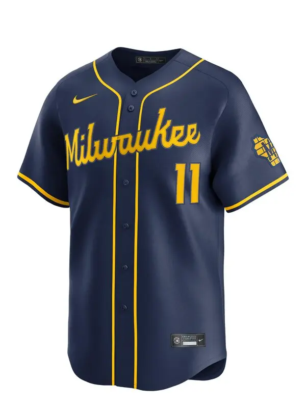 Nike Jackson Chourio Milwaukee Brewers Dri-fit Mlb Limited Jersey - Blue